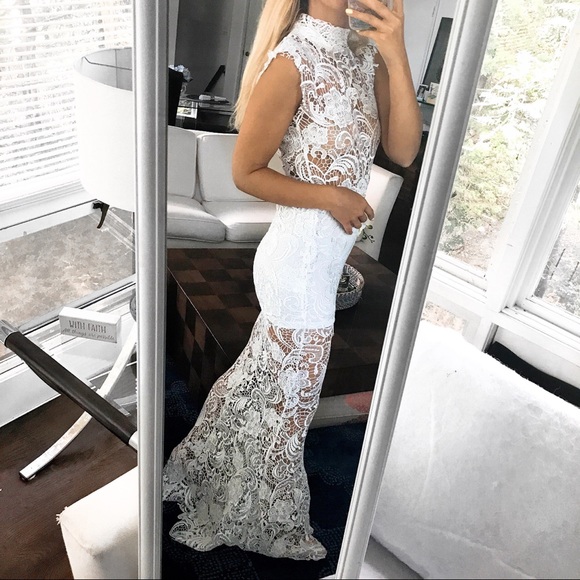 Dresses | Tall White Lace Goddess Form Fitting Maxi Dress | Poshmark